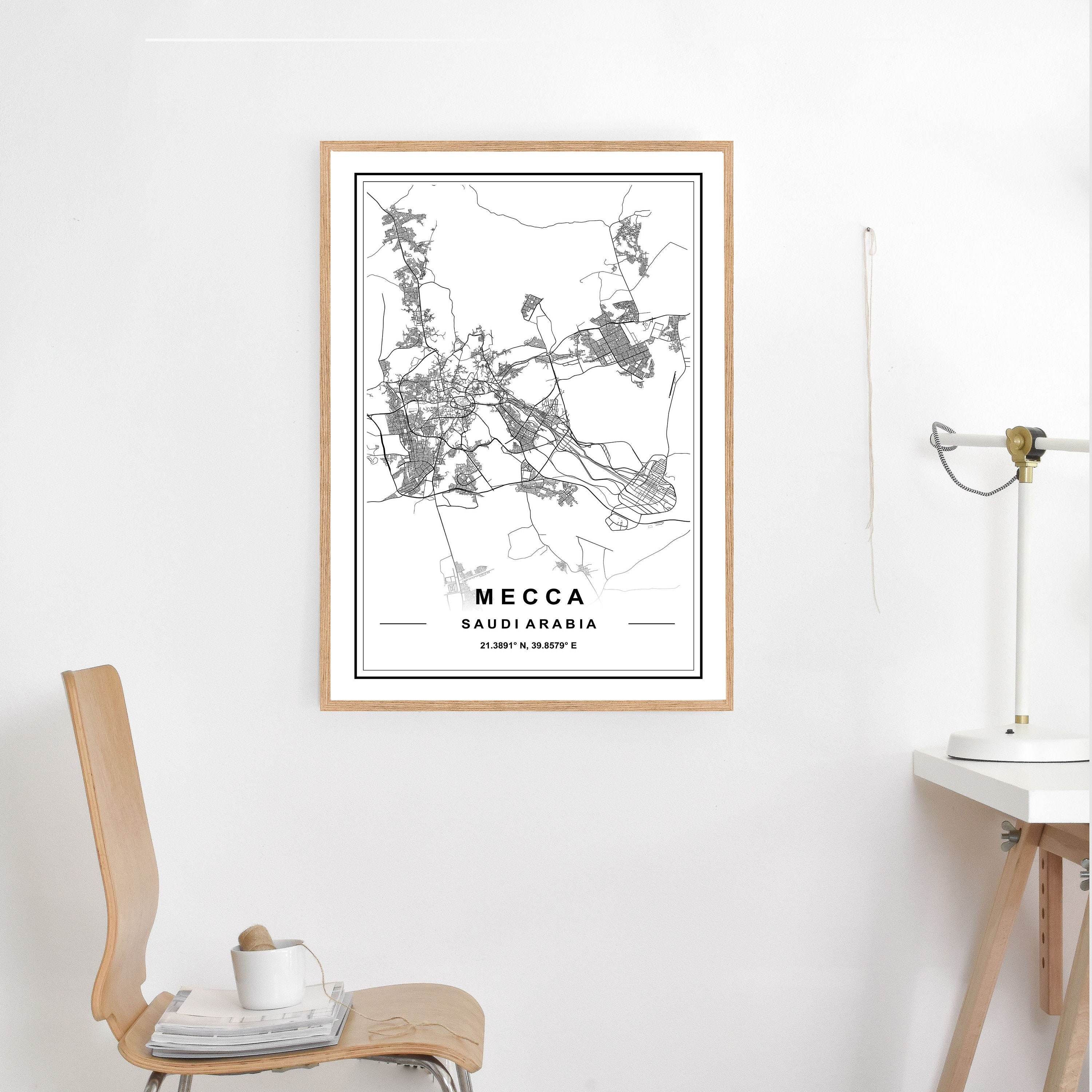 MECCA MAP PRINT, High Res Map, Mapa de La Meca, Mapa de La Meca, Mapa ...