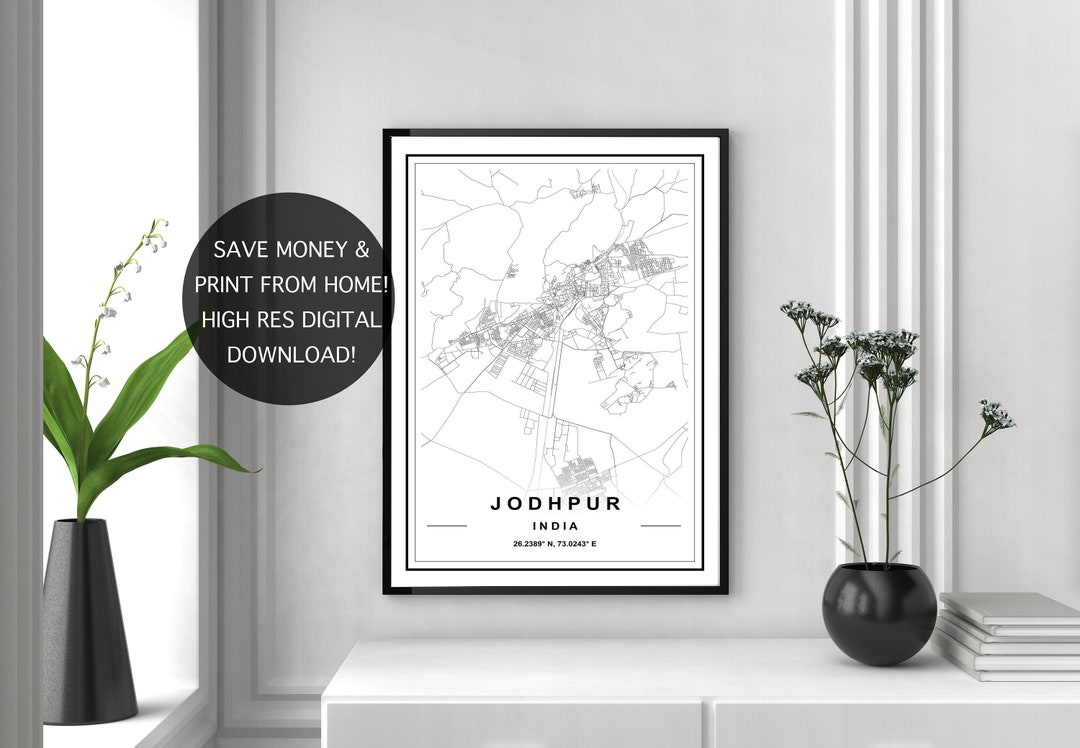 JODHPUR MAP PRINT, High Res Map, Map of Jodhpur, Jodhpur Map, Jodhpur ...