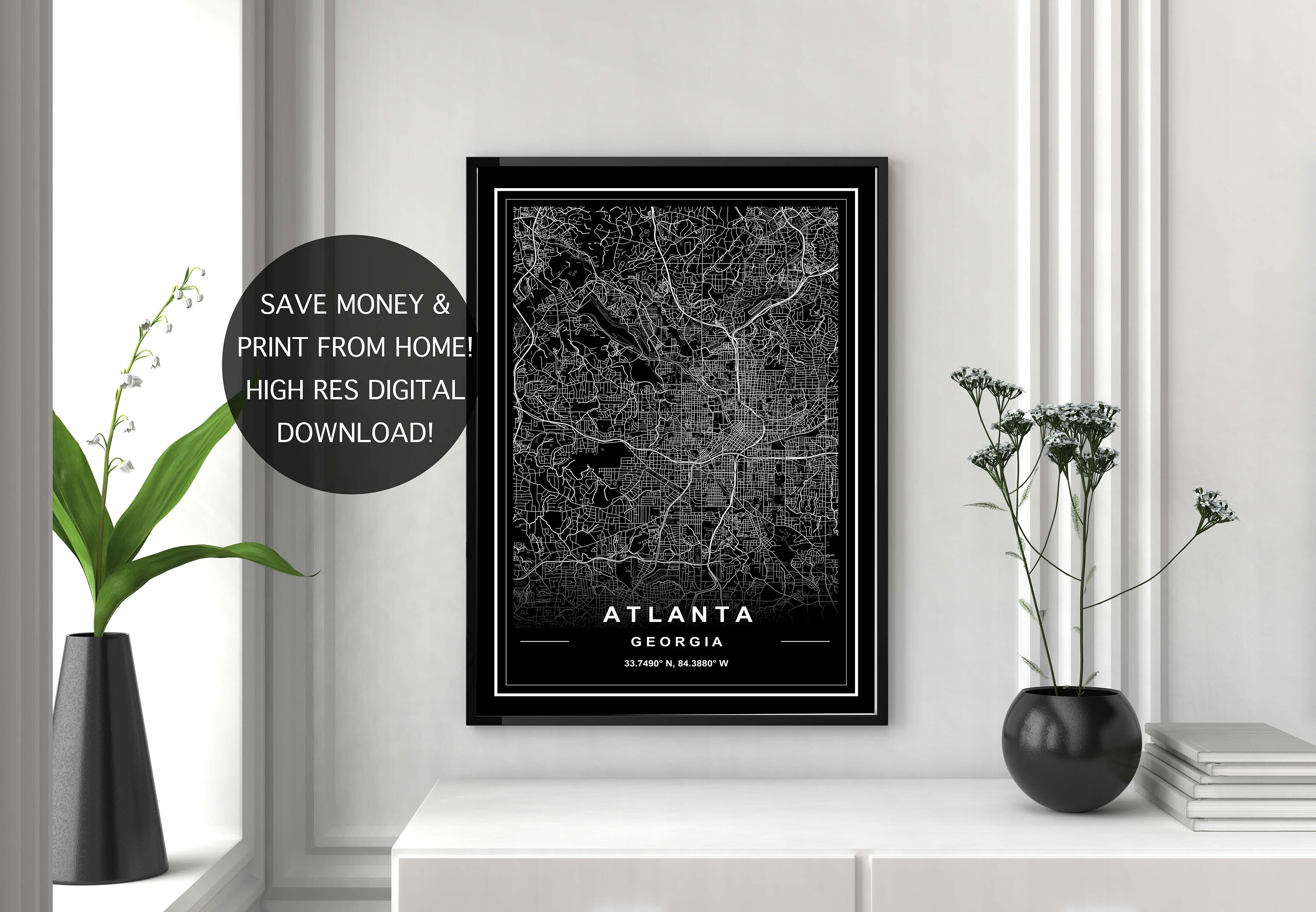 ATLANTA MAP PRINT, High Res Map Download, Map of Atlanta, Atlanta City ...