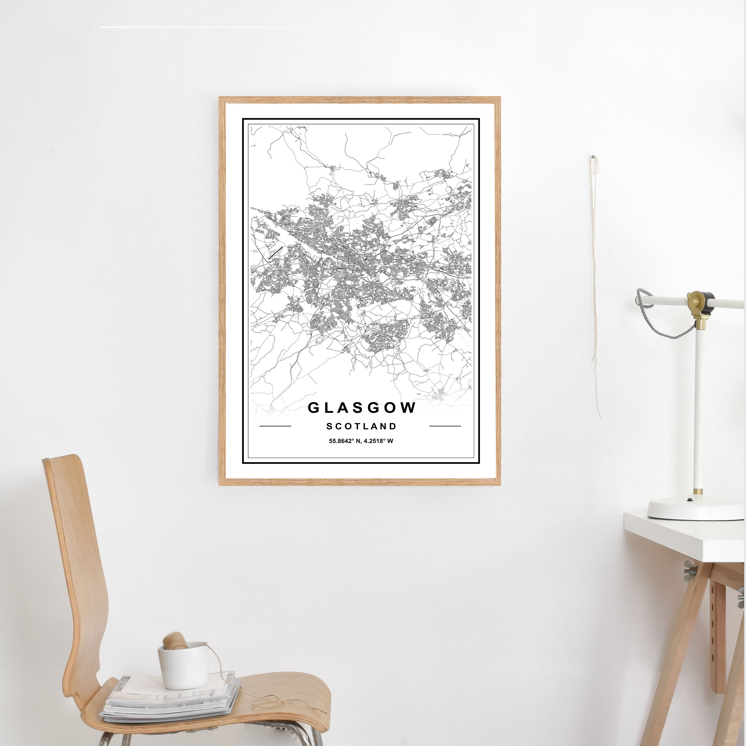 GLASGOW MAP PRINT High Res Map Map of Glasgow Glasgow City - Etsy