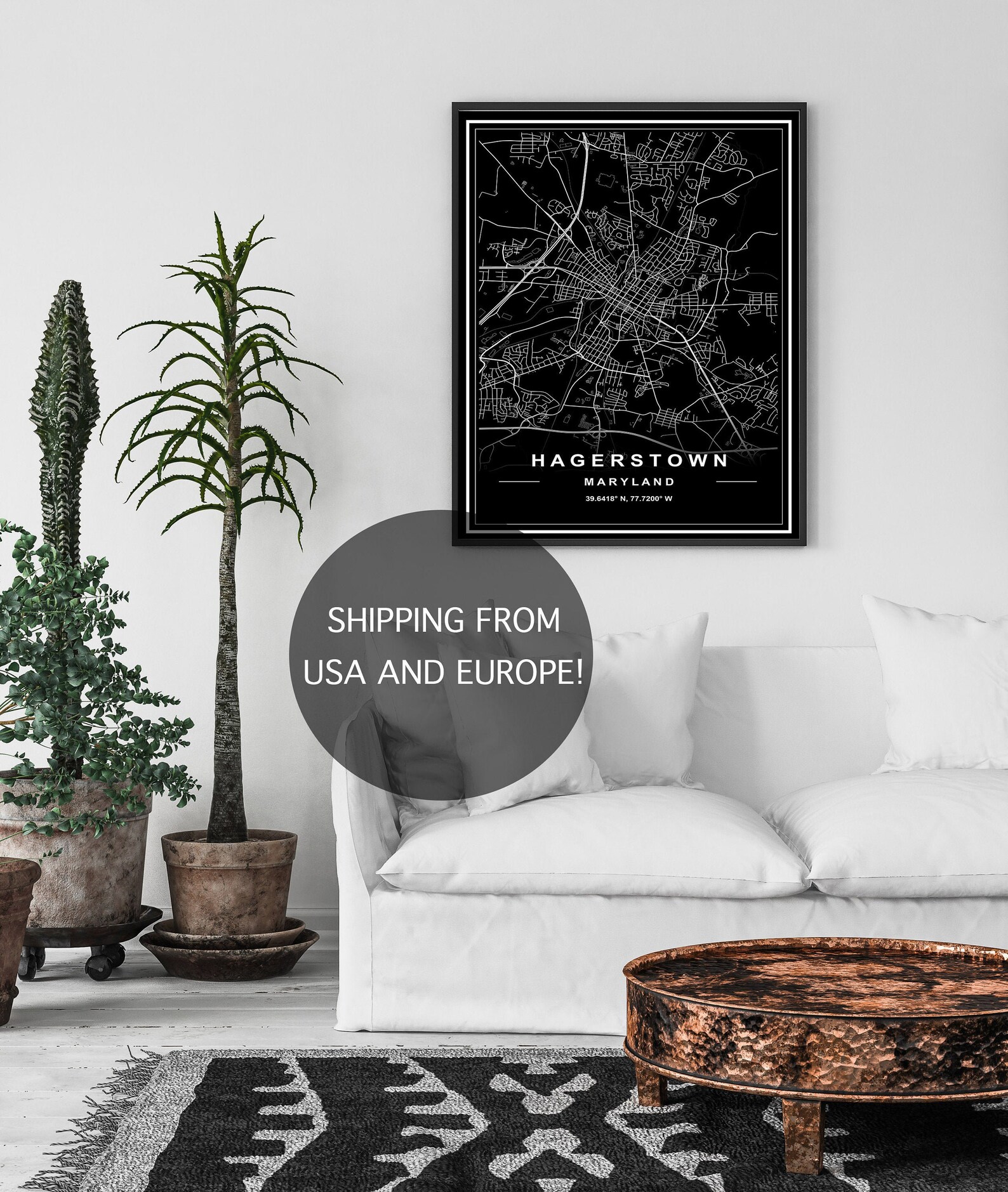 HAGERSTOWN MAP PRINT High Res Map Map of Hagerstown | Etsy