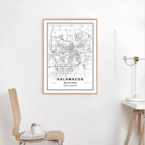 KALAMAZOO MAP PRINT, High Res Map, Map of Kalamazoo, Kalamazoo City Map ...