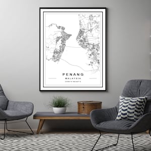 PENANG MAP PRINT, High Res Map, Map of Penang, Penang City Map, Map of ...