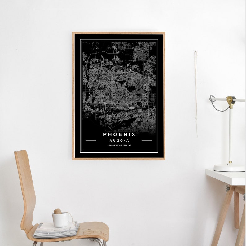 PHOENIX MAP PRINT, High Res Map, Map of Phoenix, Phoenix Download Map ...