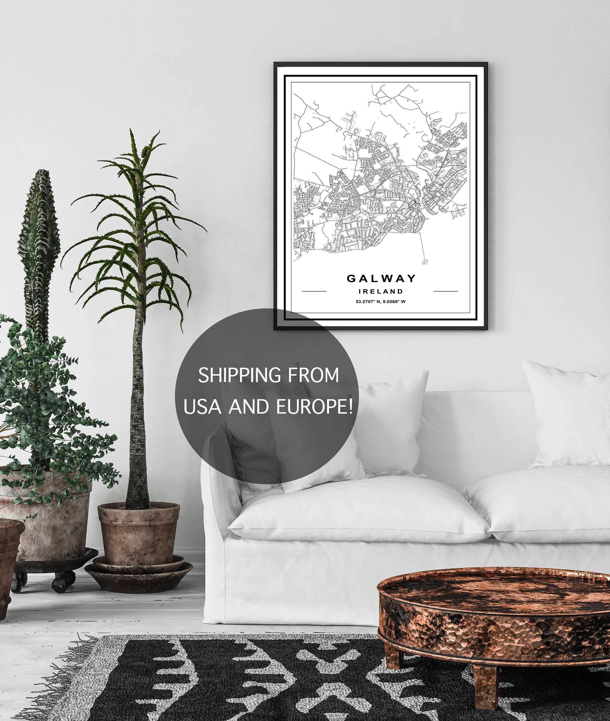 GALWAY MAP PRINT High Res Map Map of Galway Galway City - Etsy
