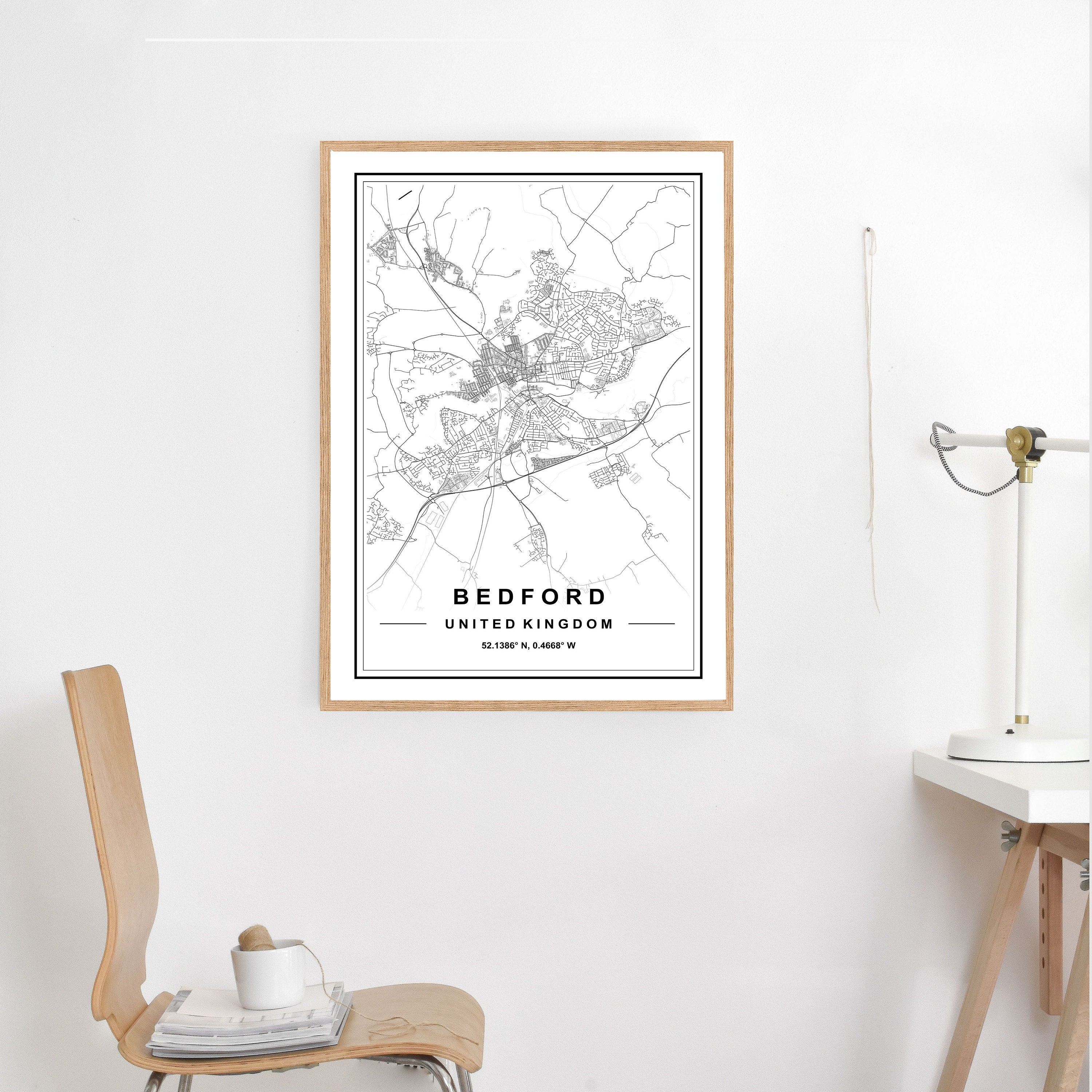 BEDFORD MAP PRINT High Res Map Map of Bedford Bedford City - Etsy