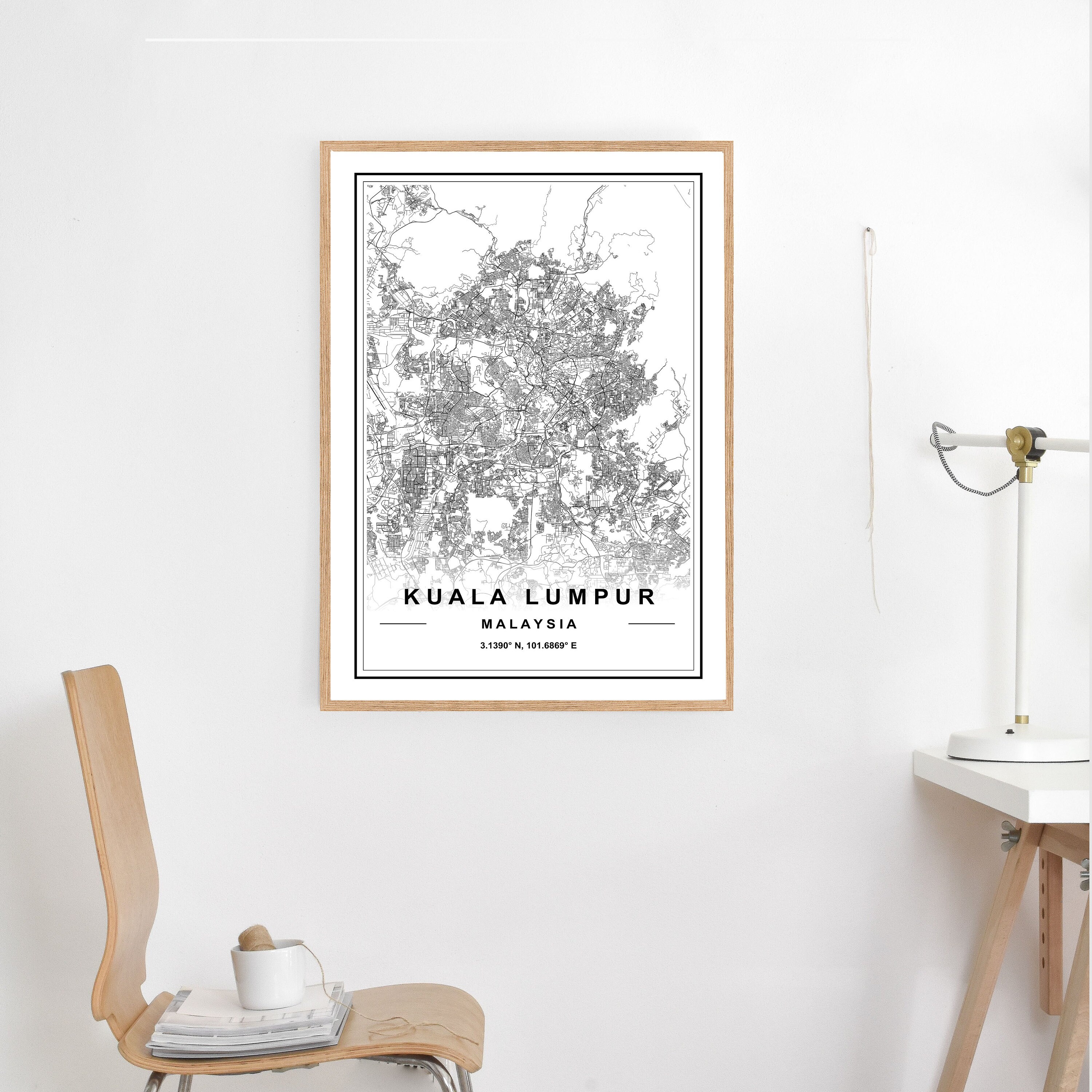 KUALA LUMPUR Map PRINT, High Res Map, Map of Kuala Lumpur, Kuala Lumpur ...
