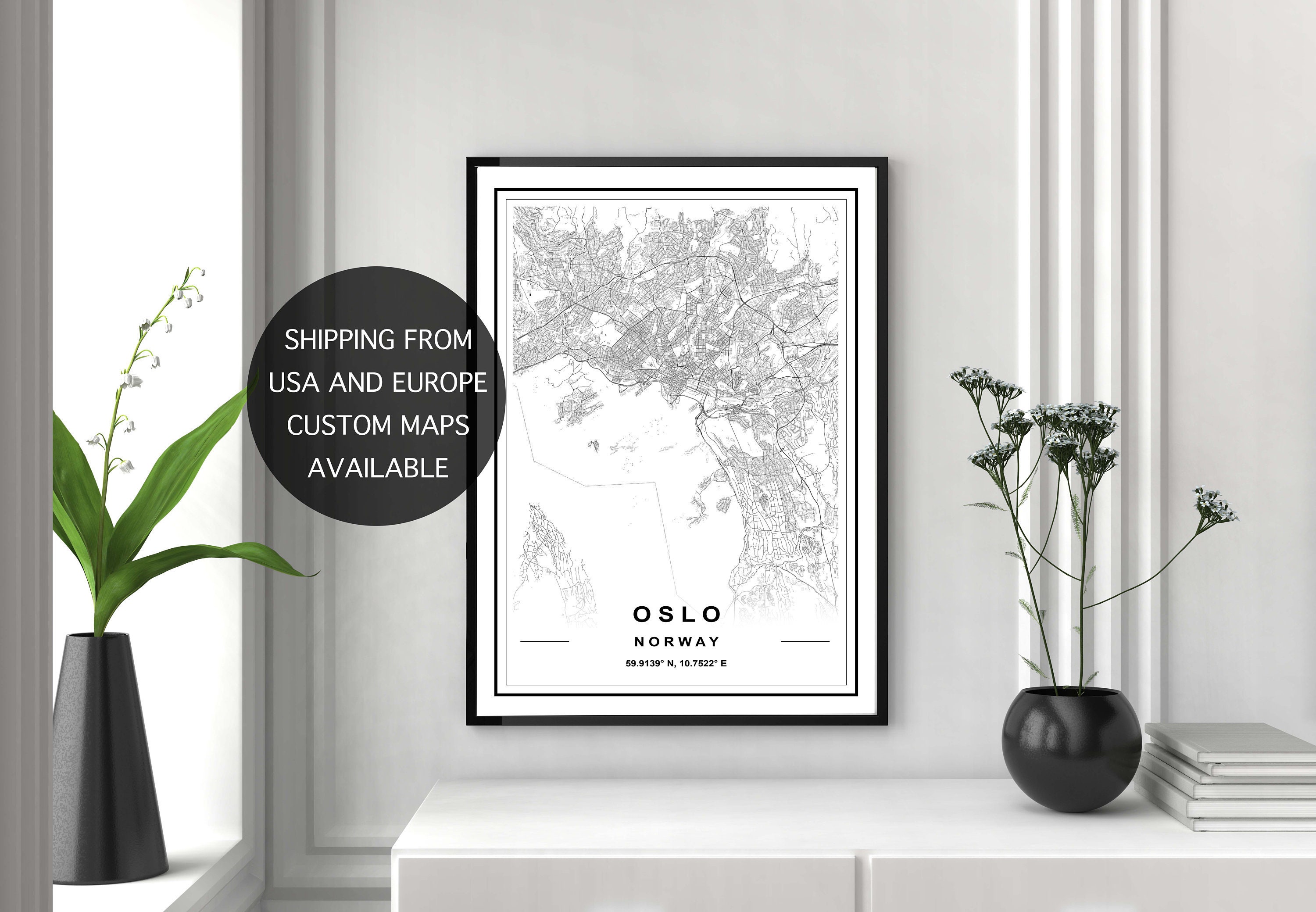 OSLO MAP PRINT High Res Map Map of Oslo Oslo City Map Oslo - Etsy