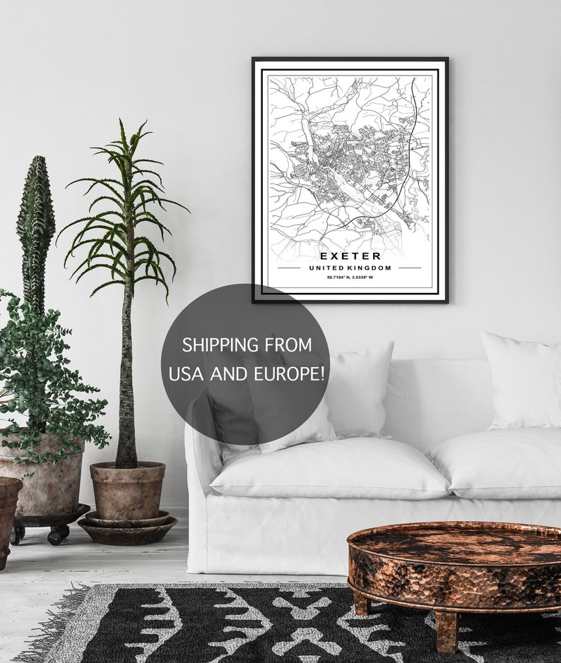 EXETER MAP PRINT High Res Map Map of Exeter Exeter City - Etsy