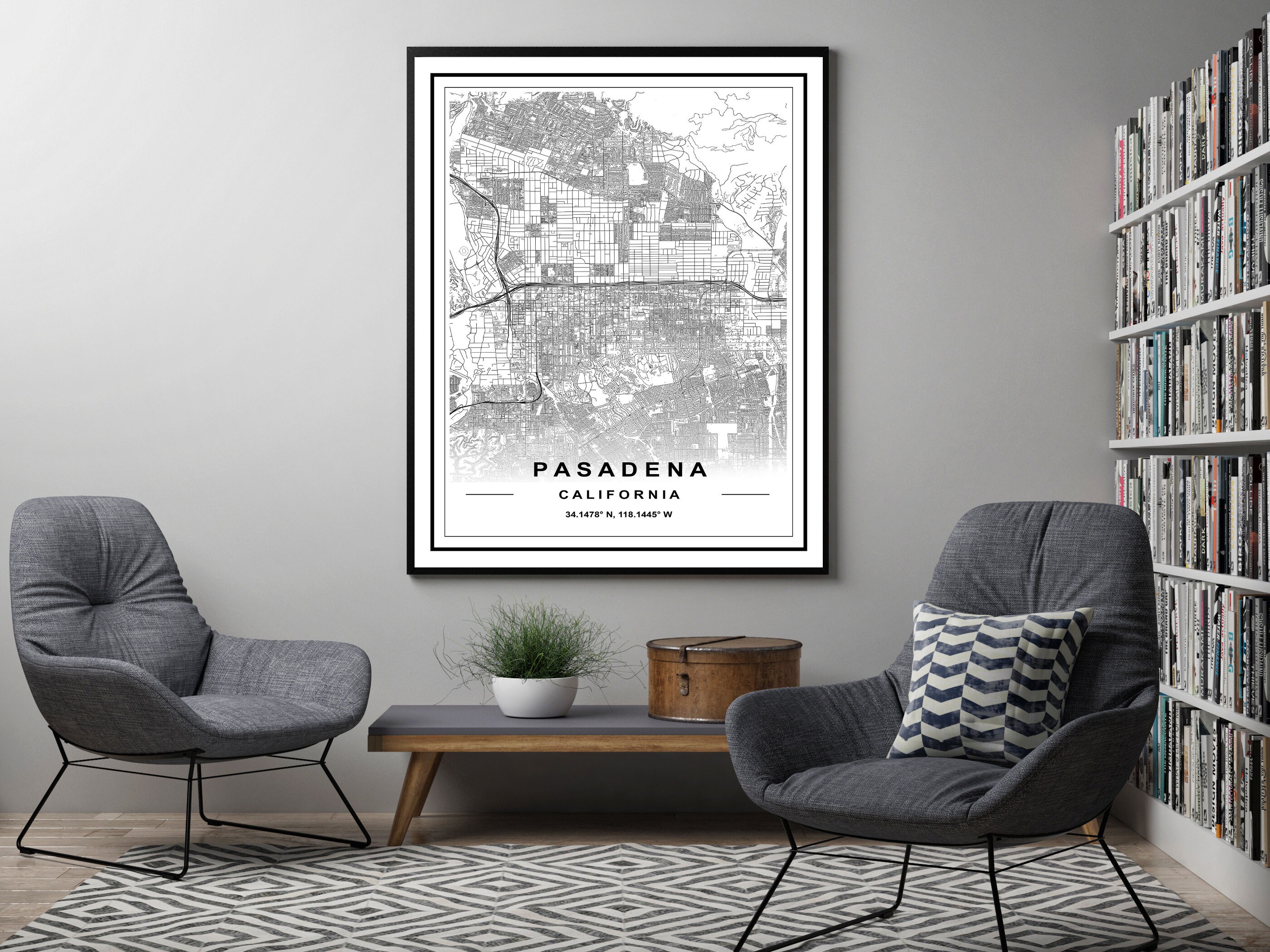 PASADENA MAP PRINT, High Res Map, Map of Pasadena, Pasadena Map ...