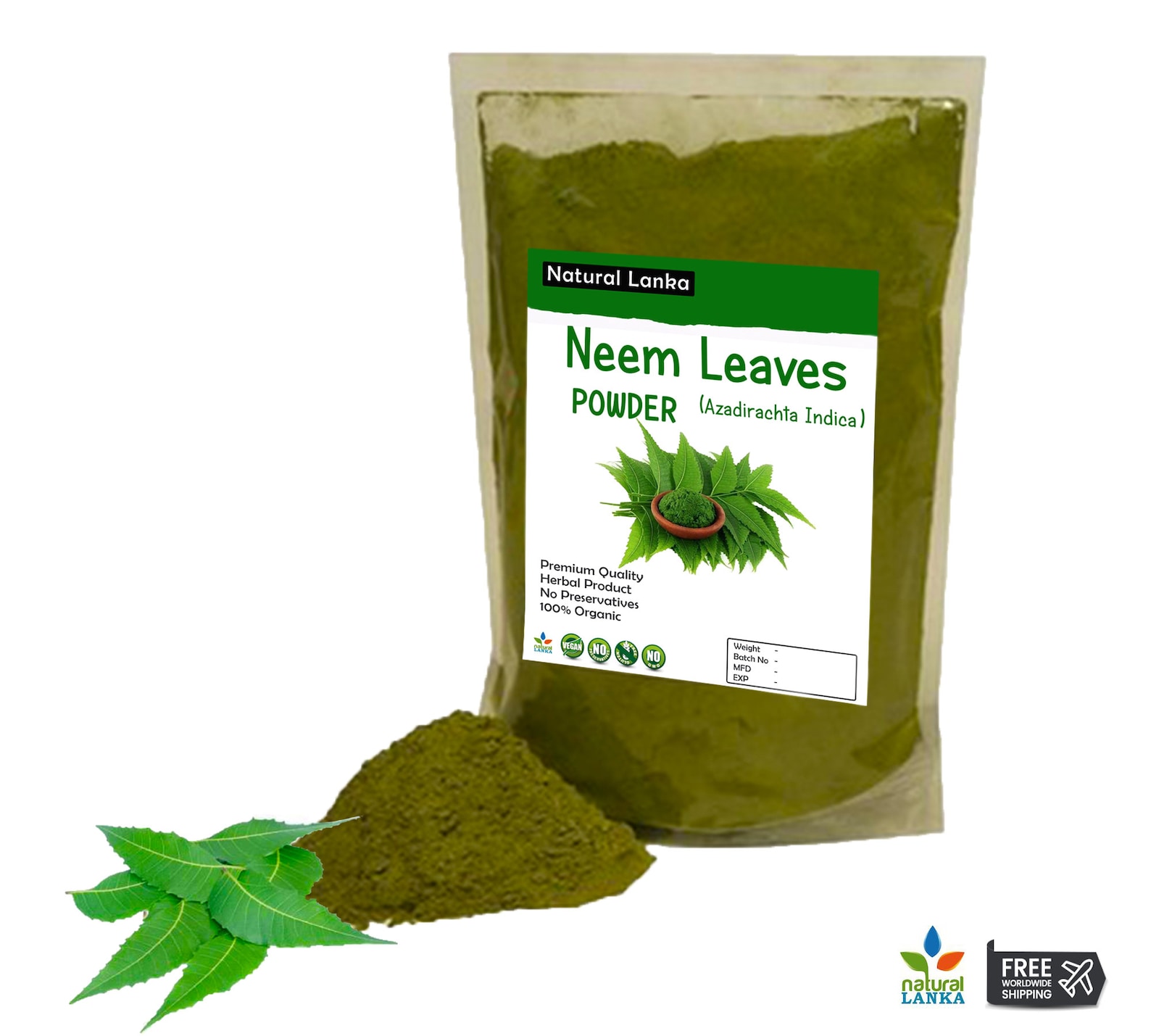 Organic Neem Powder Pure Natural Neem Leaves Azadirachta Indica Herbal ...