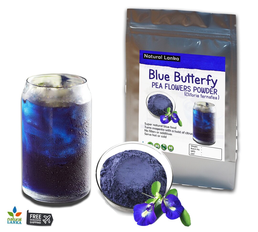 Organic Butterfly Pea Flower Tea Powder, Natural Blue Herbal Drink - Etsy