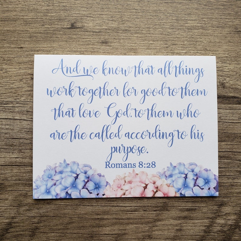 Bible Verse Scripture Greeting Cards Romans 8:28 Cards - Etsy