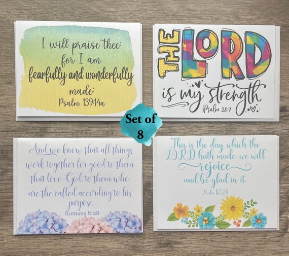 Set of 8 Bible Verse Scripture Greeting Cards Scripture Note | Etsy