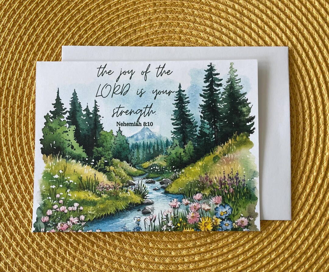 Set of 8 Bible Verse Scripture Greeting Cards, Joy of the Lord Bible ...