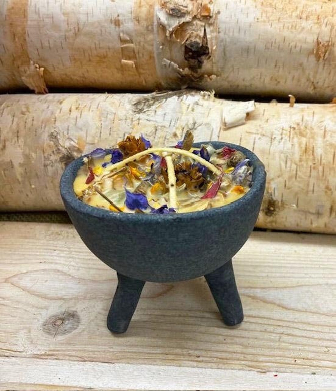 TABLETOP FIRE BOWL Cauldron, Sage & Wildflowers, Solo Magick Fire ...