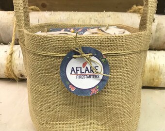 SET OF 16 Firestarters, Holiday Edition Red Stripe Burlap Bag Fire ...