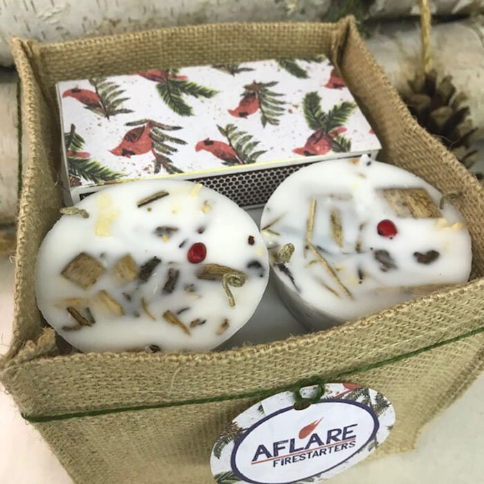 SET OF 14 FIRESTARTERS, Fireplace Hearth Gift, Burlap Bag Fire Starters ...