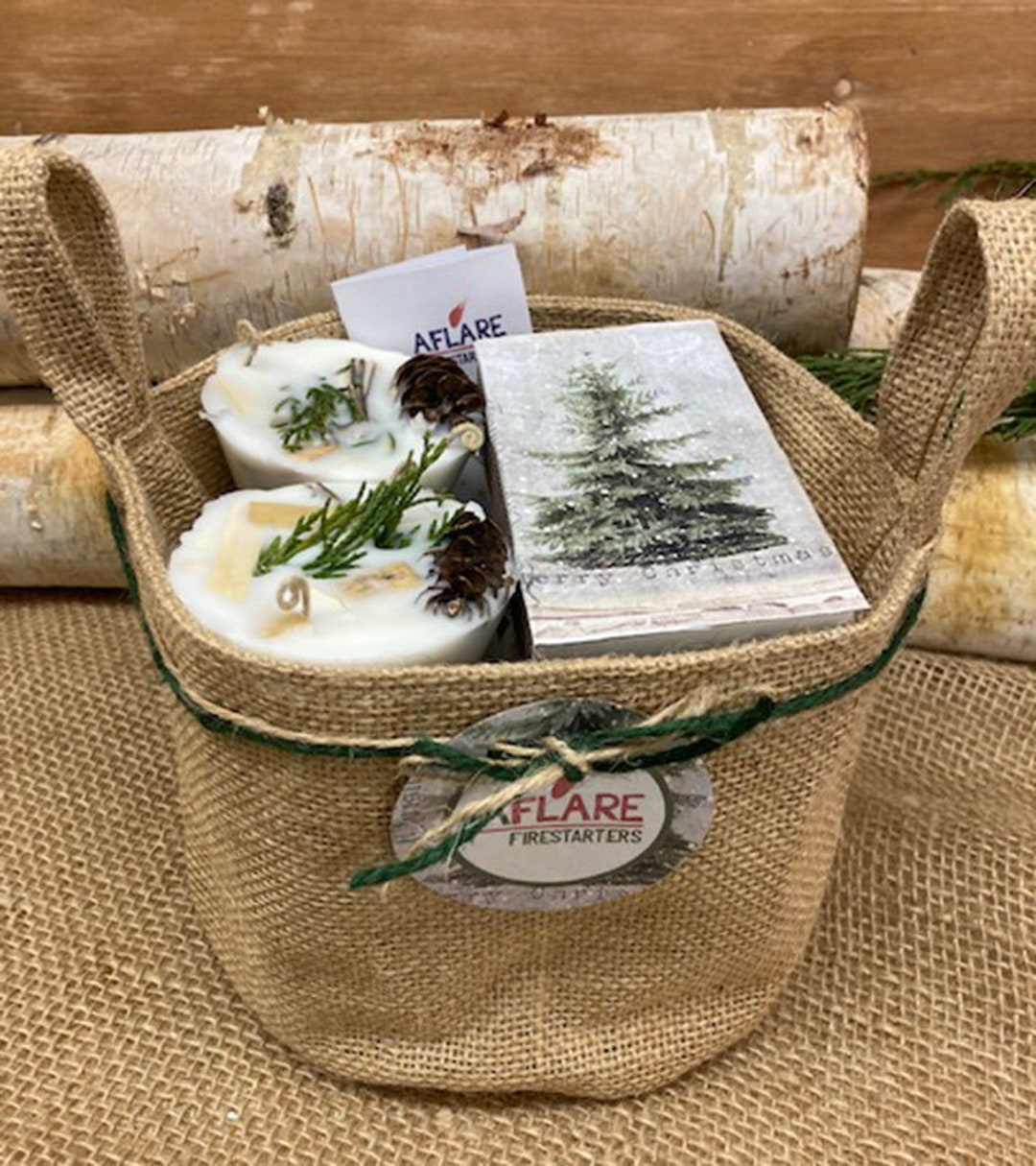CHRISTMAS TREE FIRESTARTERS, Fireplace Hearth Gift, Burlap Bag Fire ...