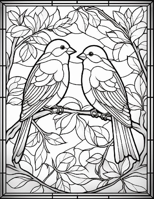 Stained Glass Birds Coloring Book for Adults - A Tranquil Journey ...