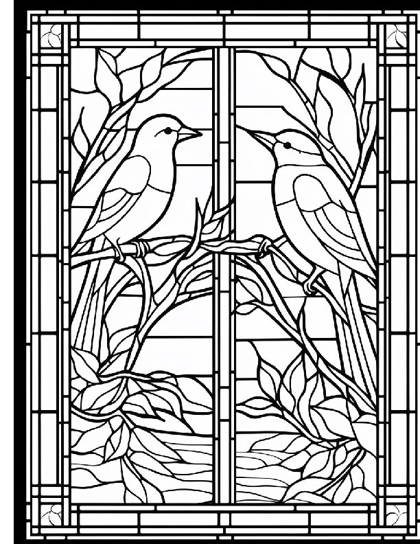 Stained Glass Birds Coloring Book for Adults - A Tranquil Journey ...