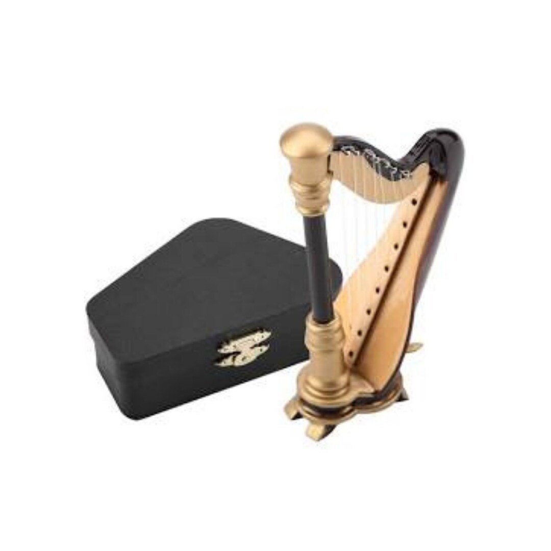 Miniature Harp With Case Harp for Dollhouse Miniature Harp for ...