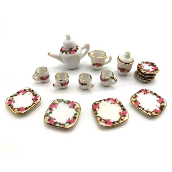 Dollhouse Miniature Porcelain Tea Sets - Etsy