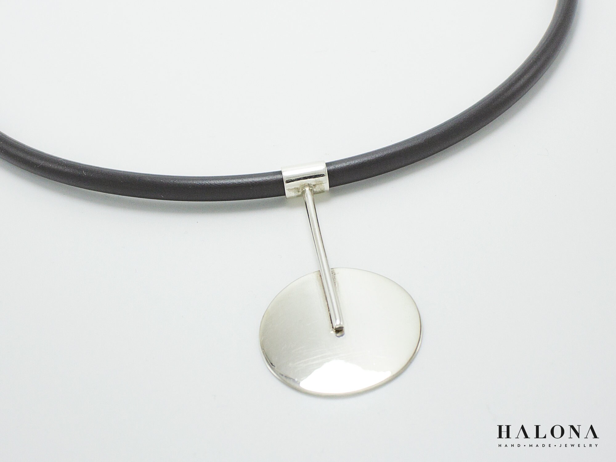 Handmade Modern Necklace Made of Silver and Caoutchouc. Unique - Etsy