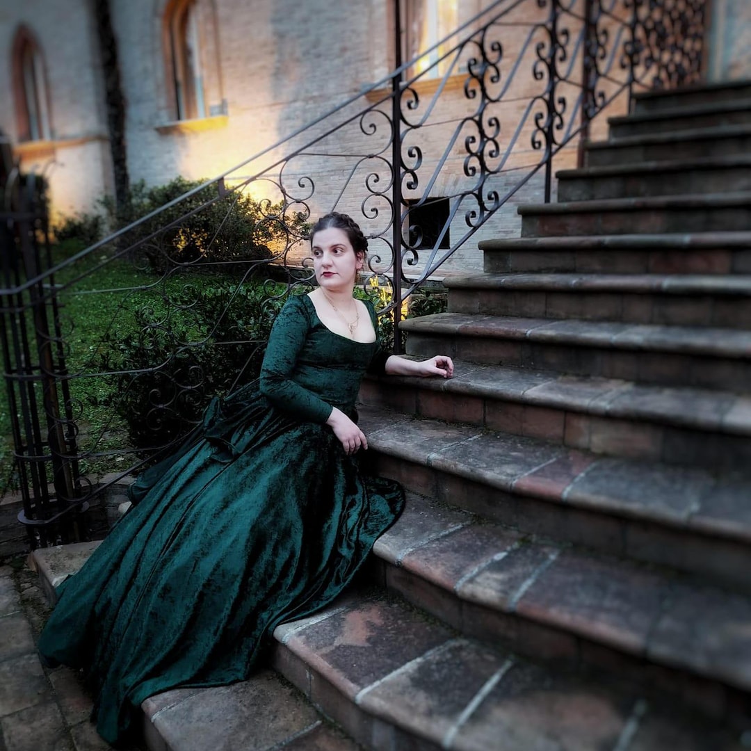 Empress Sissi Green Gown – Historical Cosplay Dress, Velvet & Cotton ...