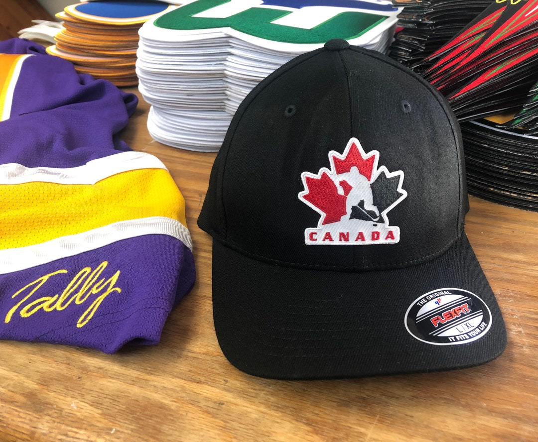 Black Flexfit Hat With a Team Canada Embroidered Twill Crest - Etsy