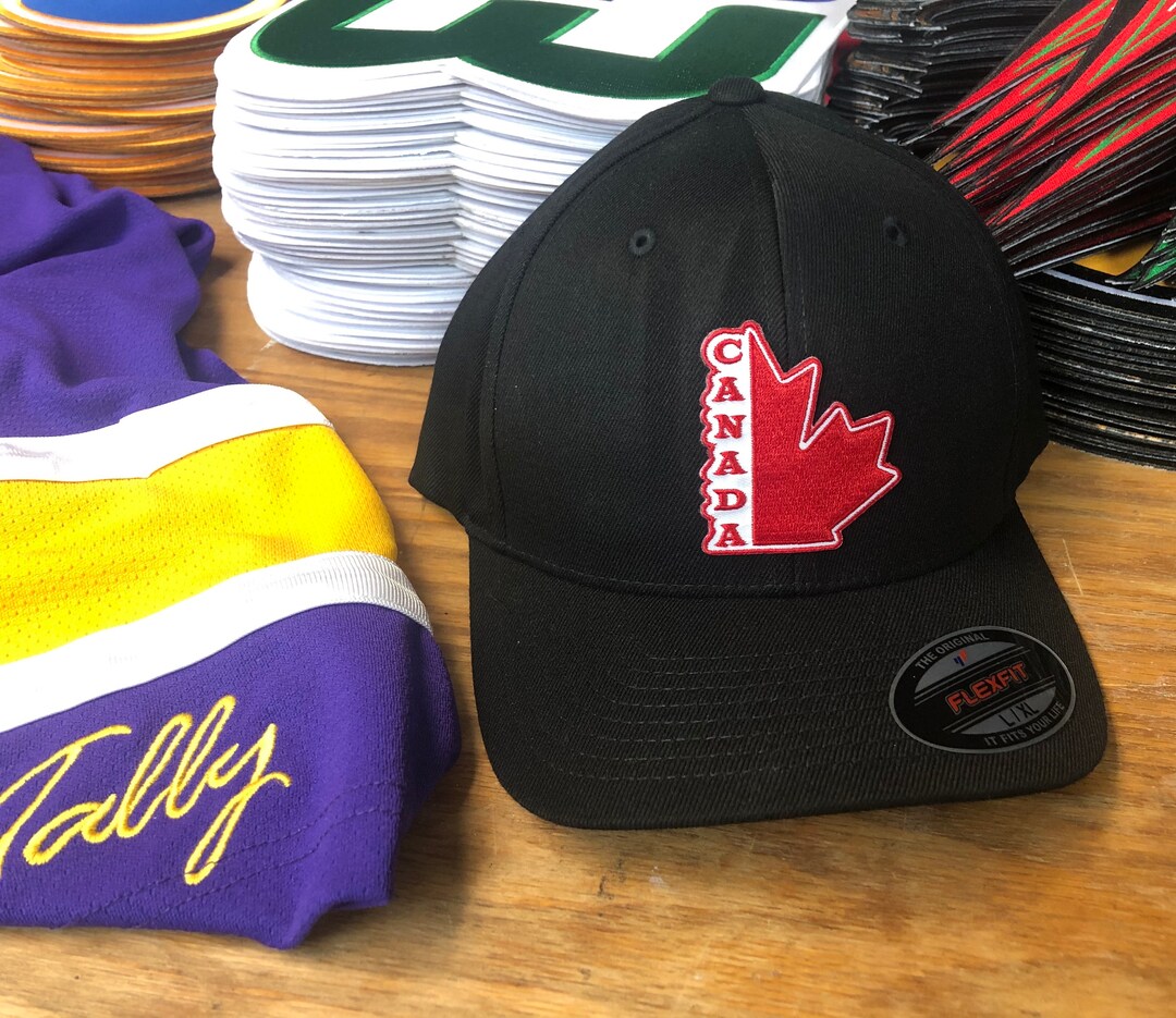 Black Flexfit Hat With a Team Canada Embroidered Twill Crest - Etsy