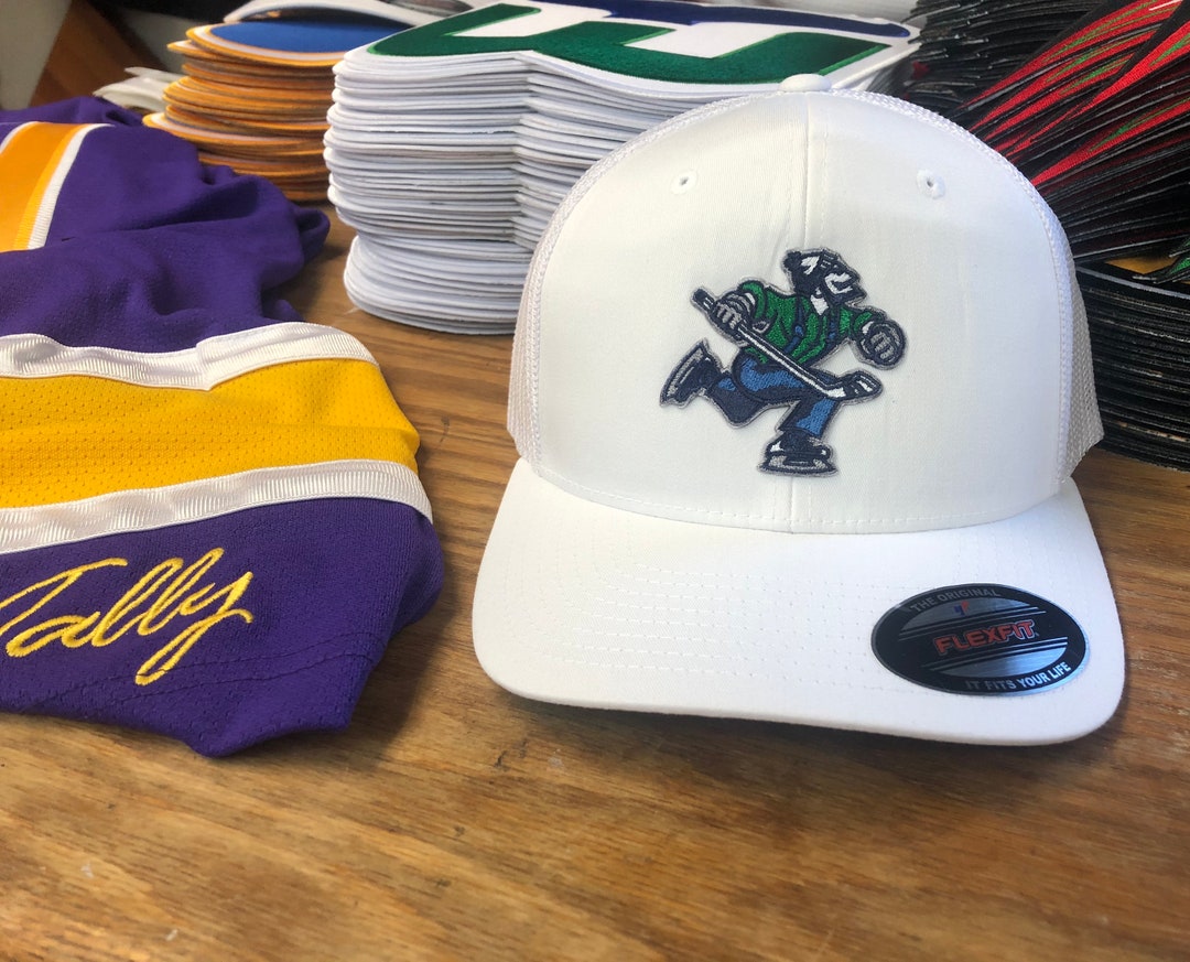 White Flexfit Hat With a Johnny Canuck Embroidered Twill Crest - Etsy