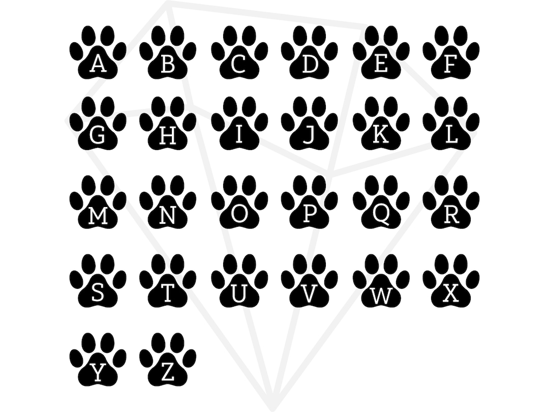 Paw Print Monogram Alphabet SVG PNG Bundle - Etsy