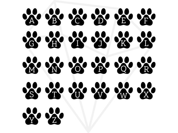 Paw Print Monogram Alphabet SVG PNG bundle | Etsy