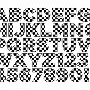 Checkerboard Alphabet and Numbers SVG PNG Bundle / Personalize and ...