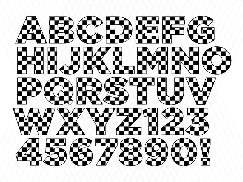 Checkerboard Alphabet and Numbers SVG PNG Bundle / Personalize - Etsy
