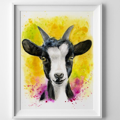Goat Watercolor Painting Giclee Fine Art Print Farm - Etsy