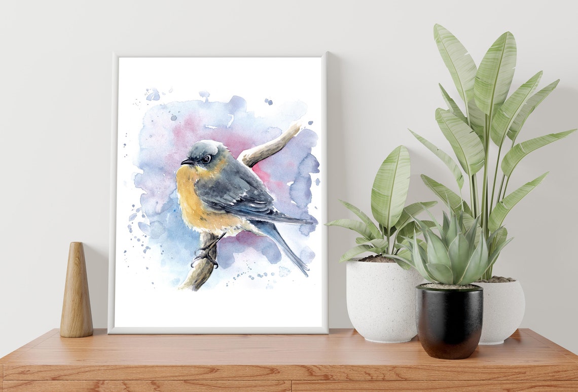 Blue Tit Bird Watercolor Print Wall Art Painting - Etsy