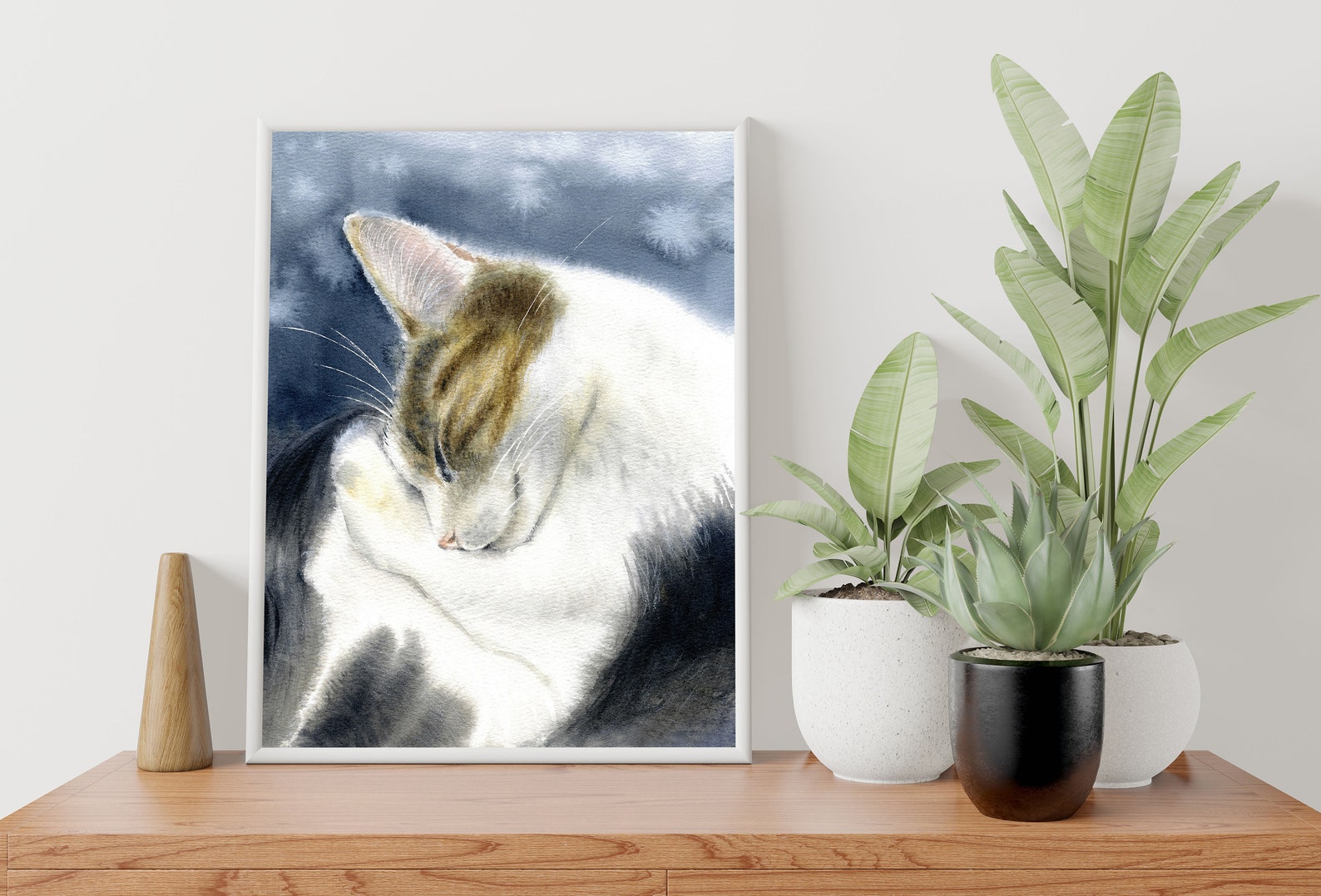 Cat Watercolor Wall Art Sleeping Cat Painting Print - Etsy