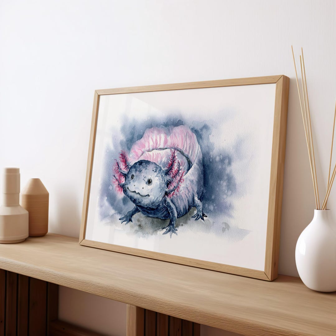 Axolotl Watercolor Painting Nursery Print Wall Art - Etsy