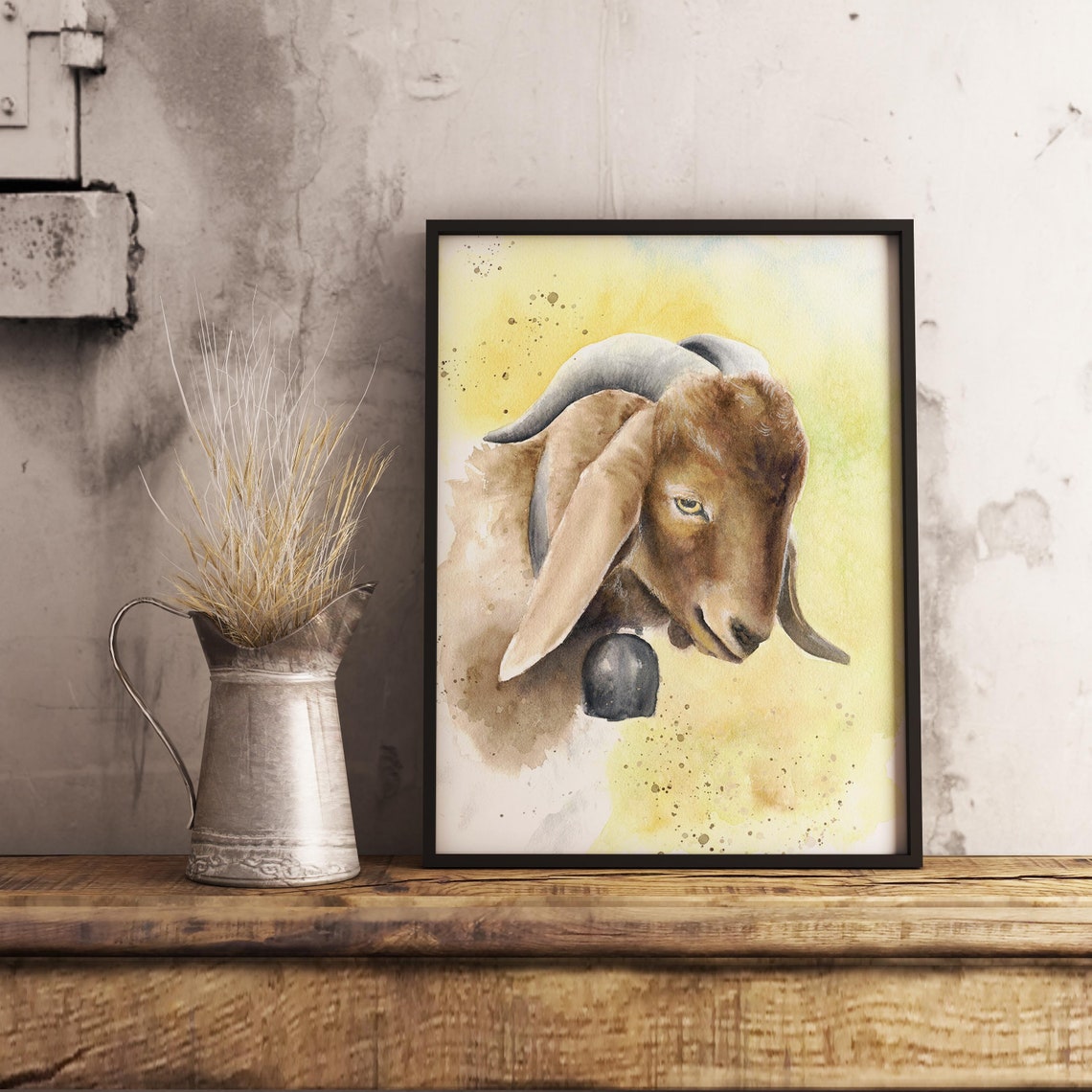 Goat Watercolor Print Wall Art Painting | Etsy