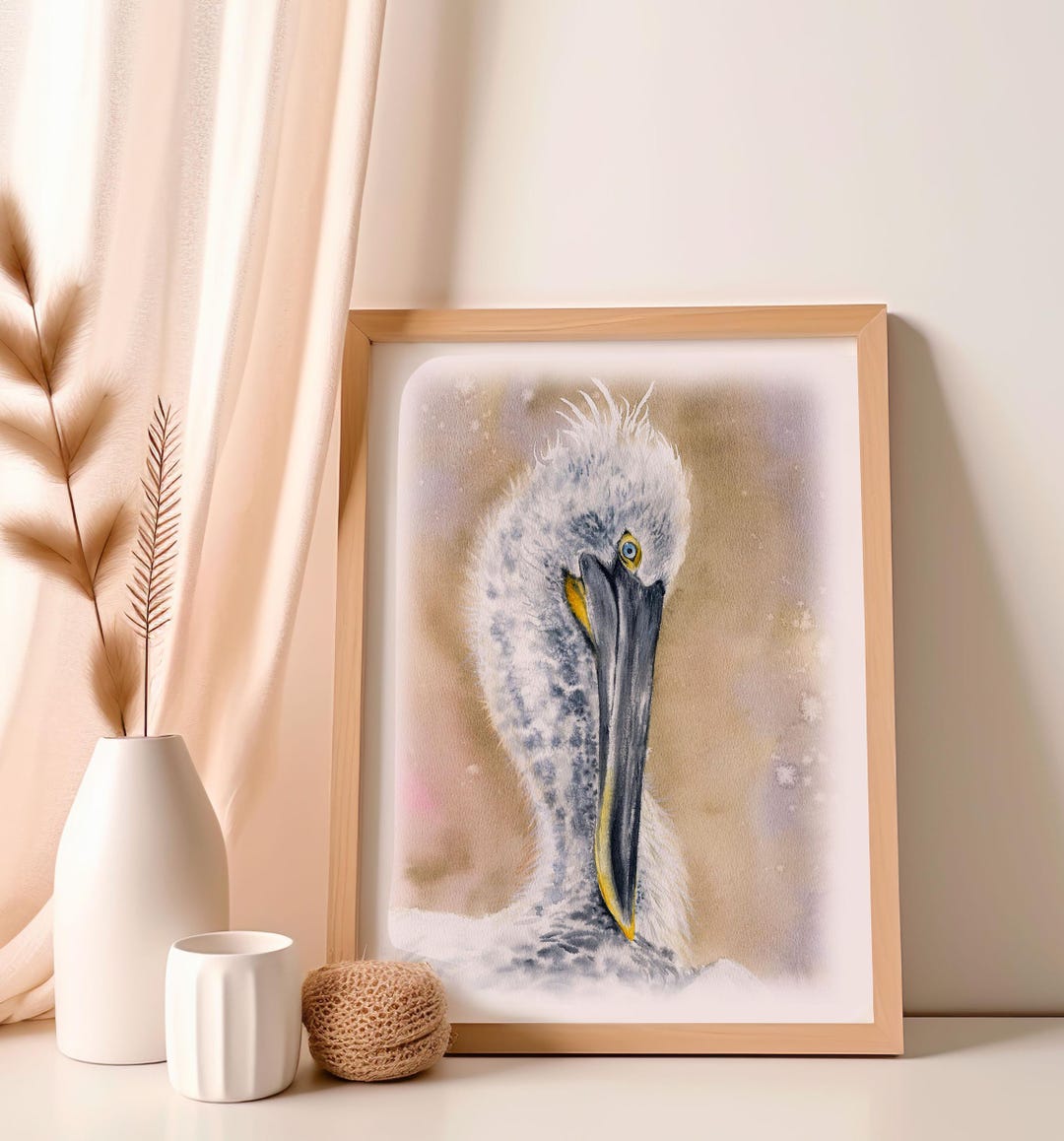 Pelican Painting Wall Art Modern Farmhouse Watercolor Bird Print Fine ...