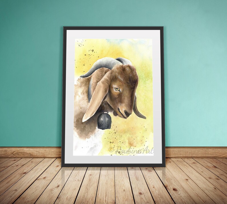 Goat Watercolor Print Wall Art Painting | Etsy