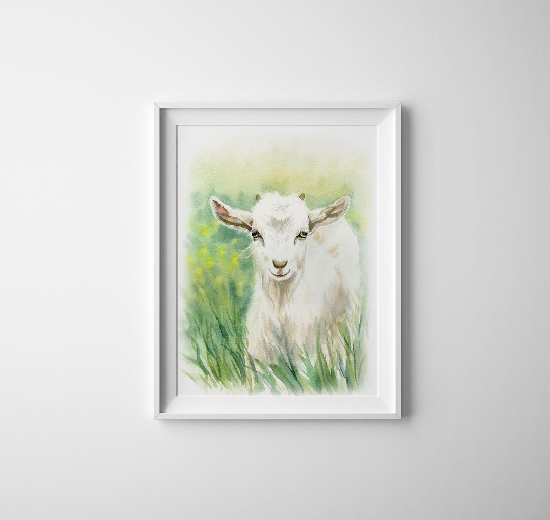 Baby Goat Watercolor Print Wall Art Painting - Etsy