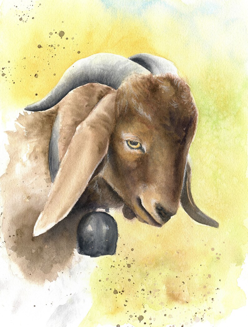 Goat Watercolor Print Wall Art Painting | Etsy