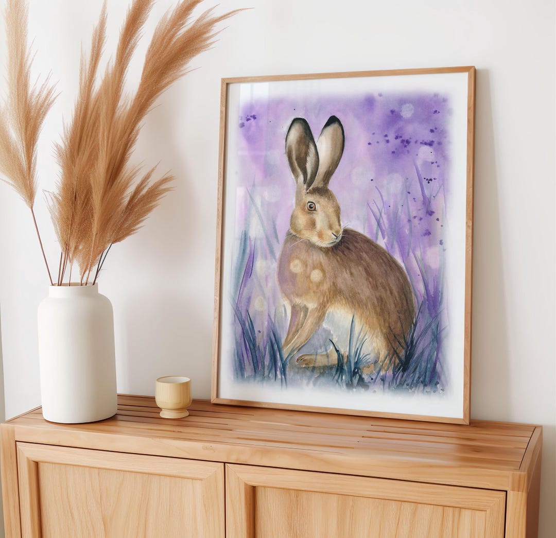 Night Hare Watercolor Print, Scandinavian Wall Art - Etsy