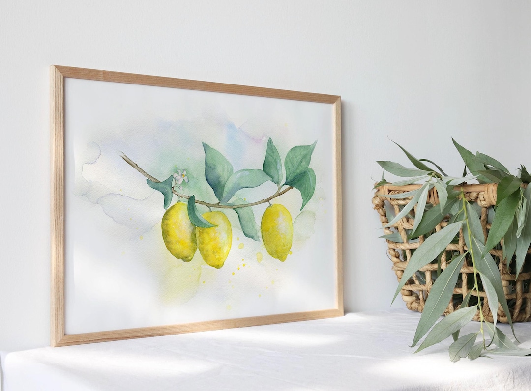 California Lemon Tree Watercolor Painting Calm Wall Art Florida Lemon ...