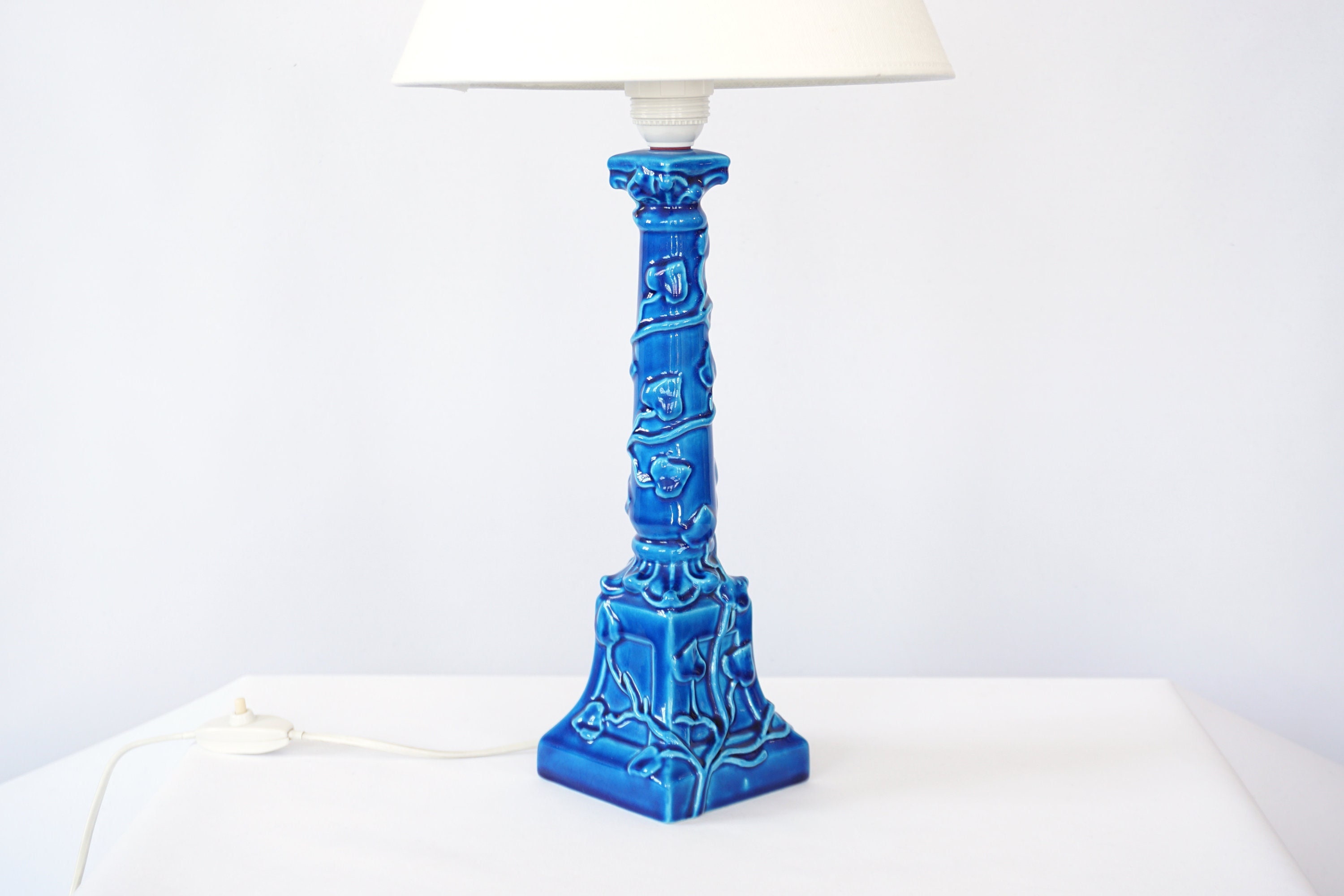 Beautiful Tall Glazed Ceramic Table Lamp From Deruta Italy. - Etsy