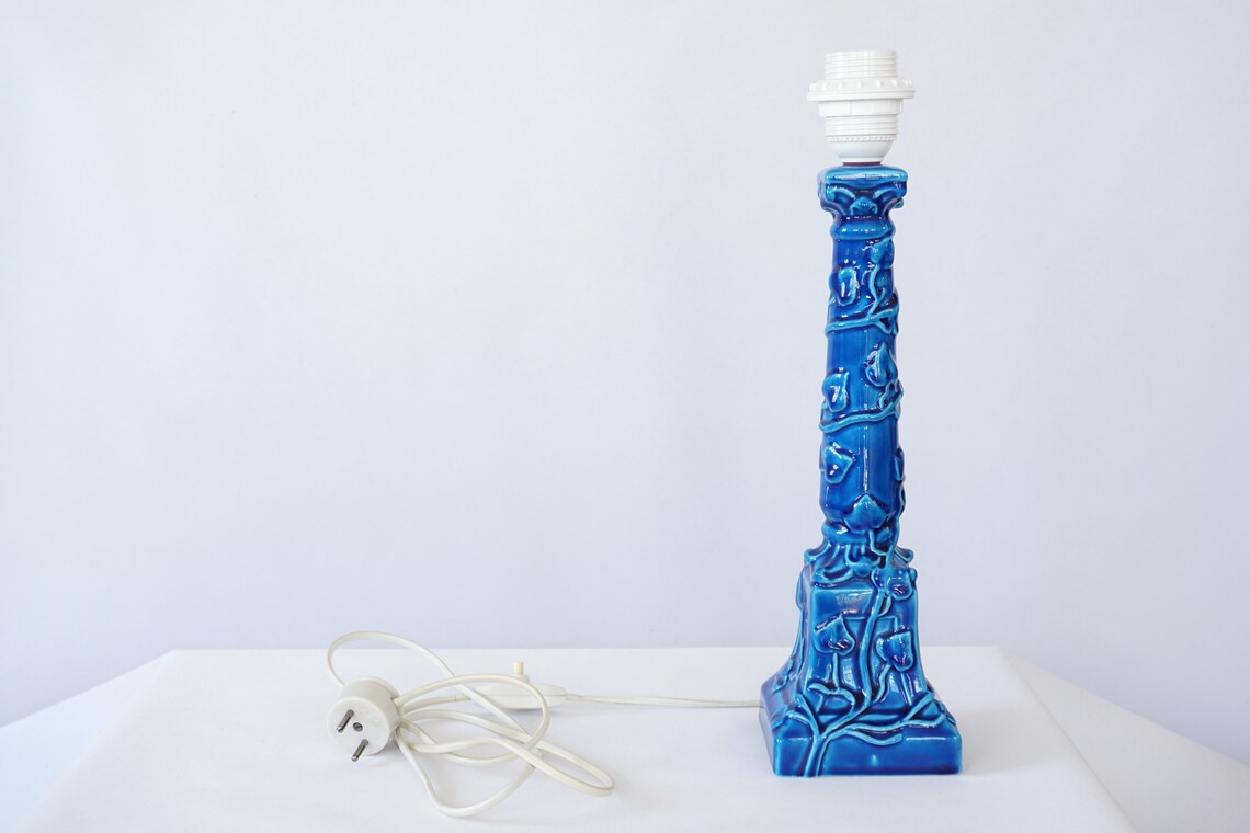 Beautiful Tall Glazed Ceramic Table Lamp From Deruta Italy. - Etsy