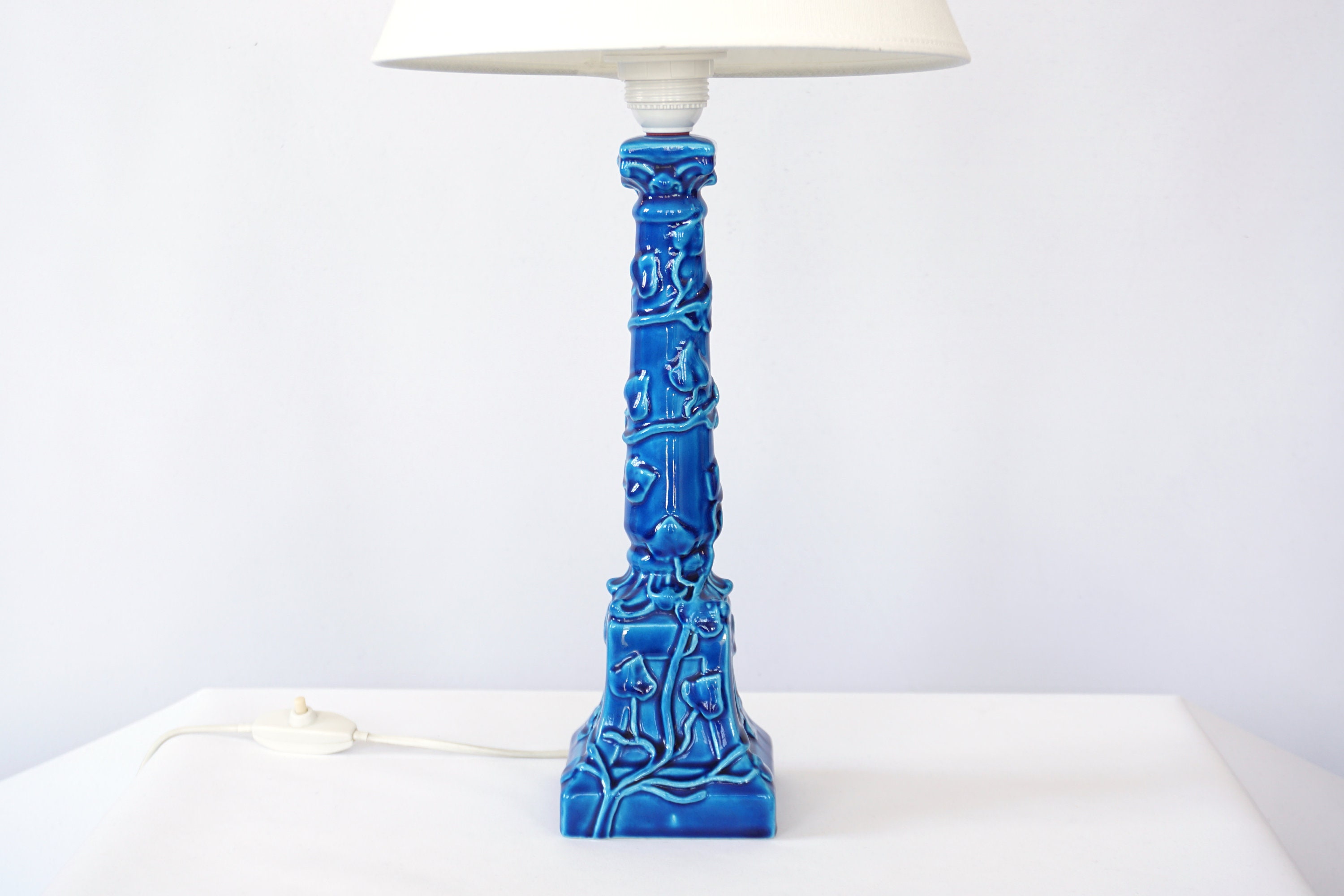 Beautiful Tall Glazed Ceramic Table Lamp From Deruta Italy. - Etsy